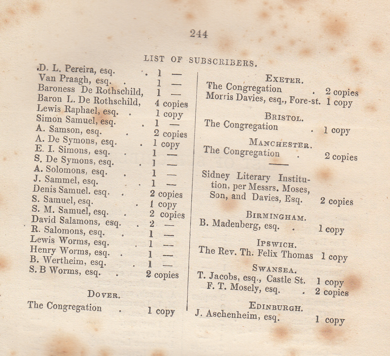 Sefer HaChaim – The Book of Life by Reverend B. H. Ascher, London 1847 ...