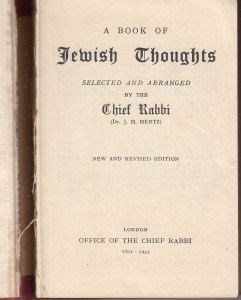 Dayan Gollop’s copy of A Book of Jewish Thoughts by the Chief Rabbi, Dr ...