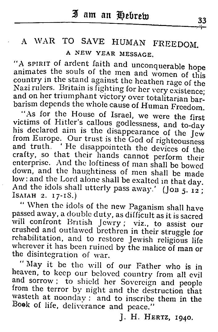 A Book of Jewish Thoughts by Chief Rabbi Dr. J. H. Hertz, Cairo, 1943 ...
