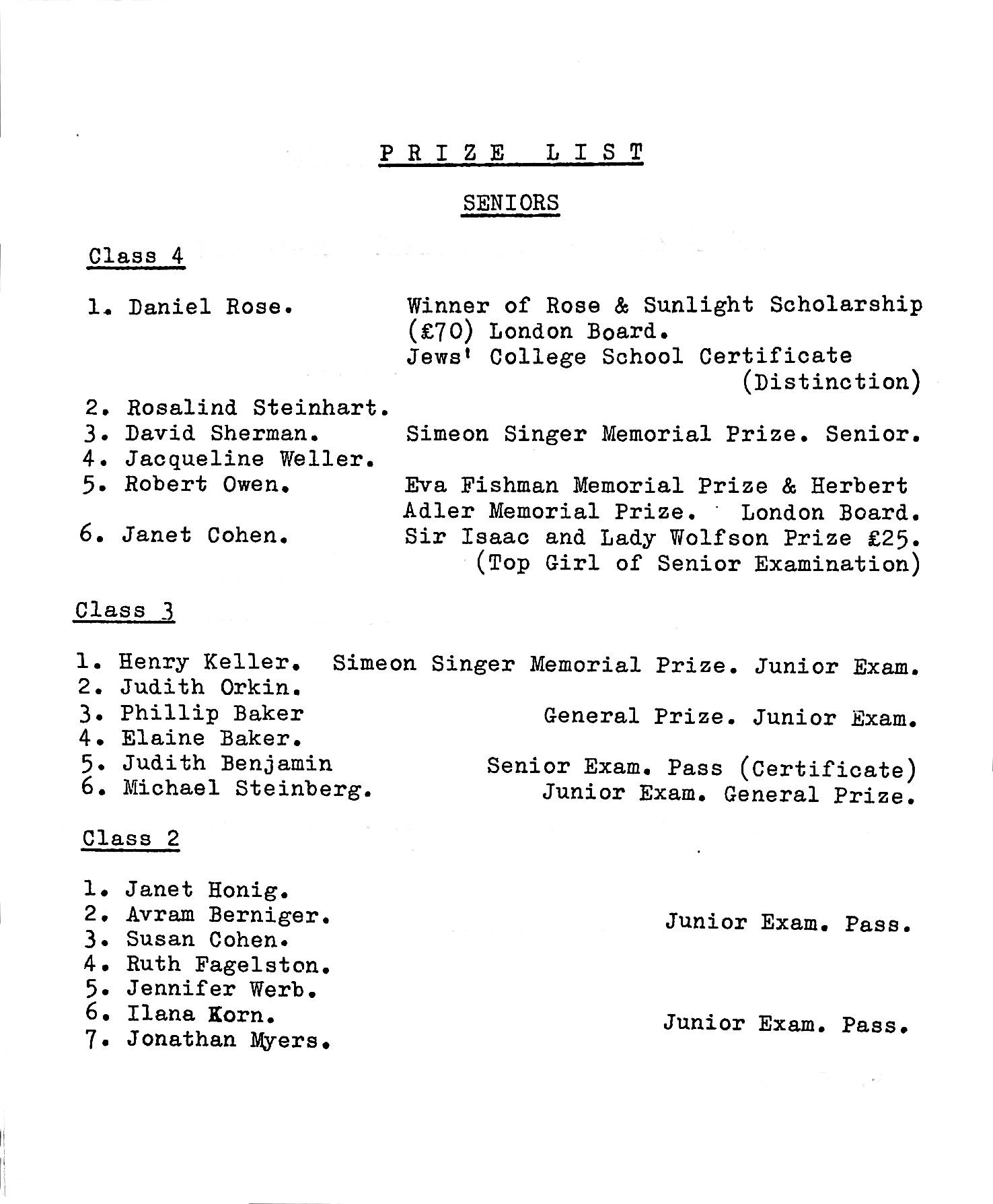 Hendon Synagogue Hebrew School, Annual Prize Distribution, 9th April ...