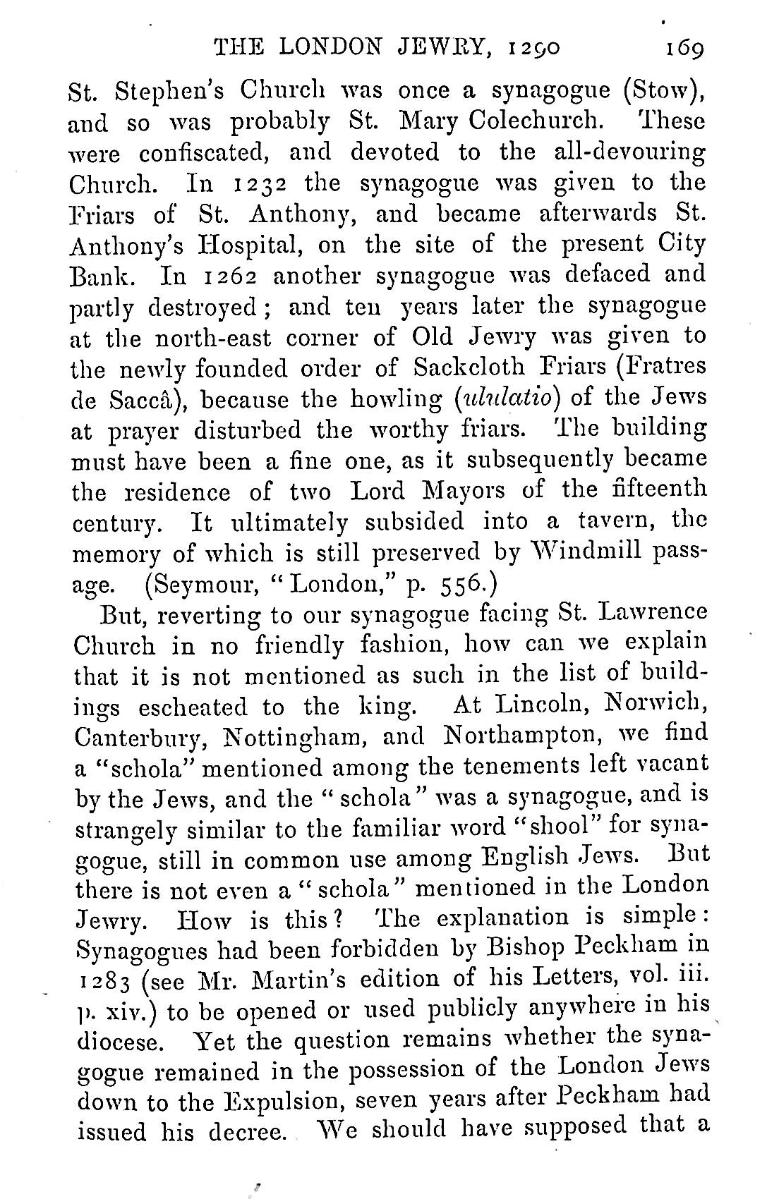 The London Jewry, 1290 – in Jewish Ideals and other essays by Joseph ...
