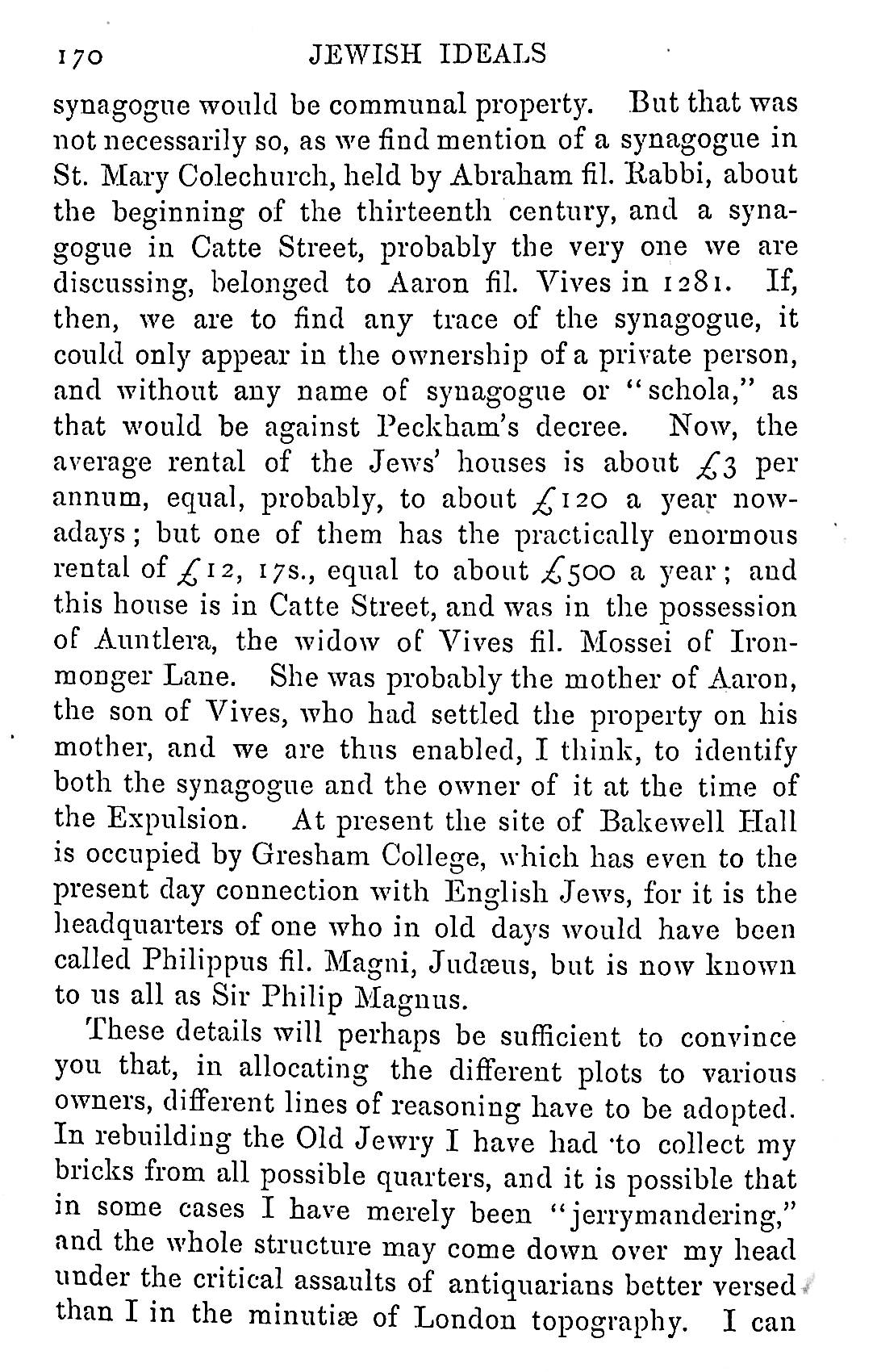 The London Jewry, 1290 – in Jewish Ideals and other essays by Joseph ...