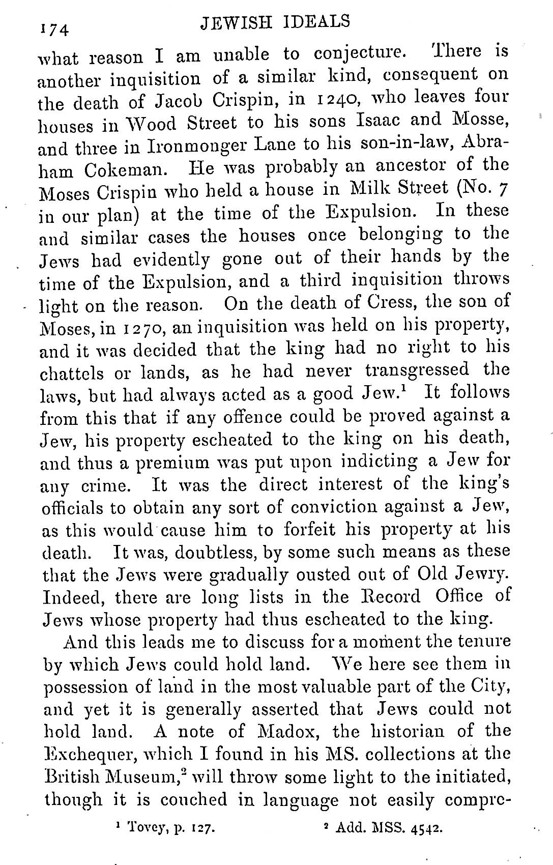 The London Jewry, 1290 – in Jewish Ideals and other essays by Joseph ...
