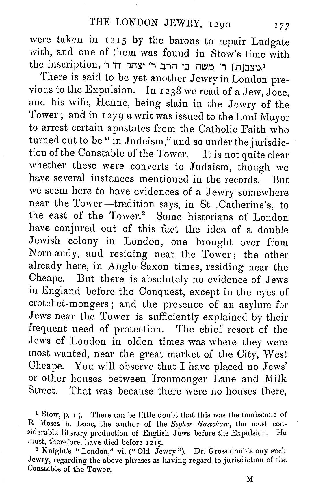 The London Jewry, 1290 – in Jewish Ideals and other essays by Joseph ...
