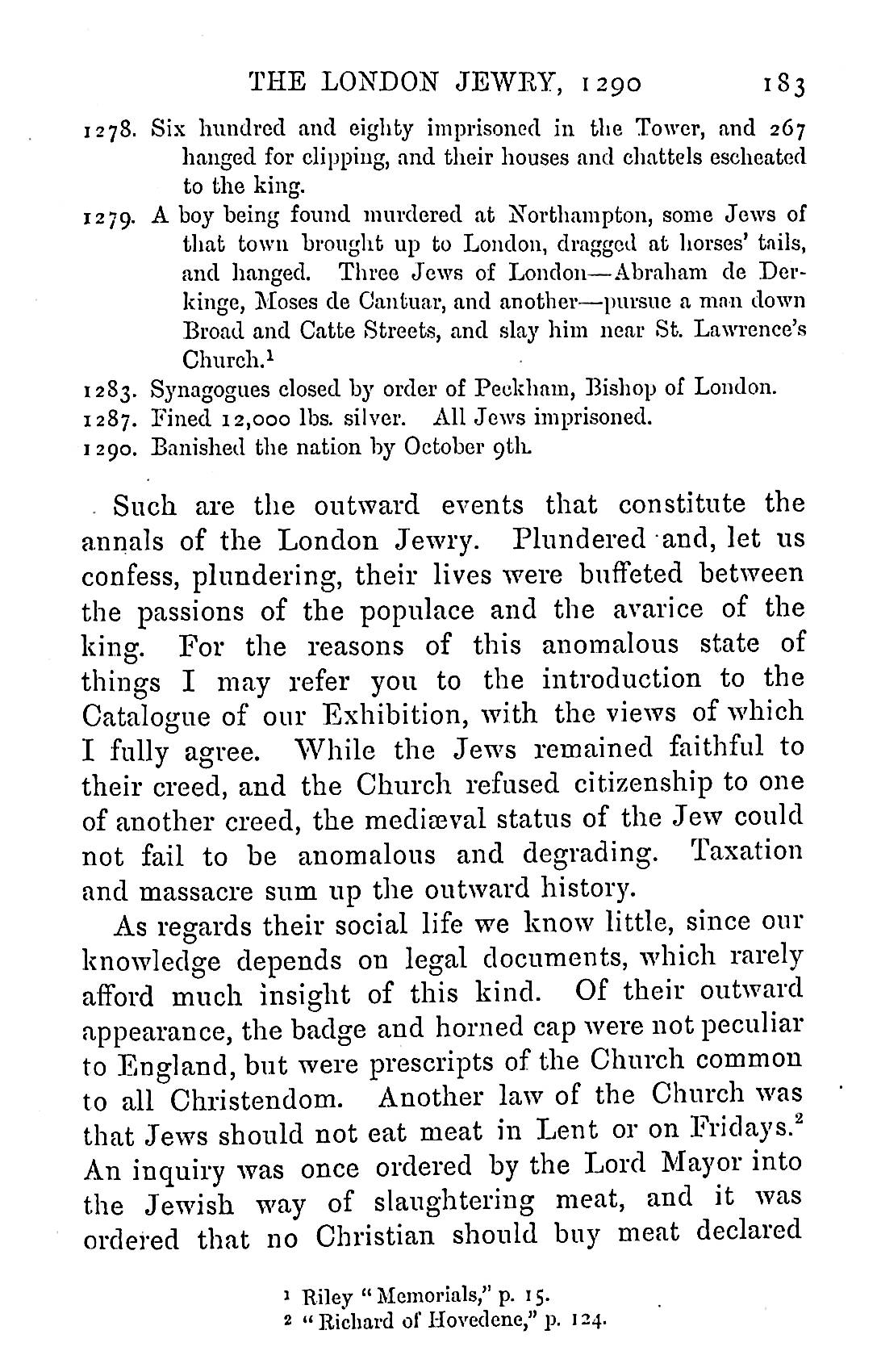 The London Jewry, 1290 – in Jewish Ideals and other essays by Joseph ...