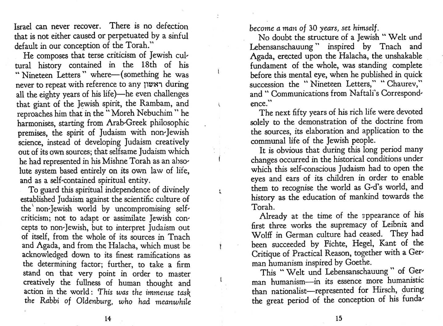 Samson Raphael Hirsch’s Cultural Ideal and Our Times, by Jakob ...